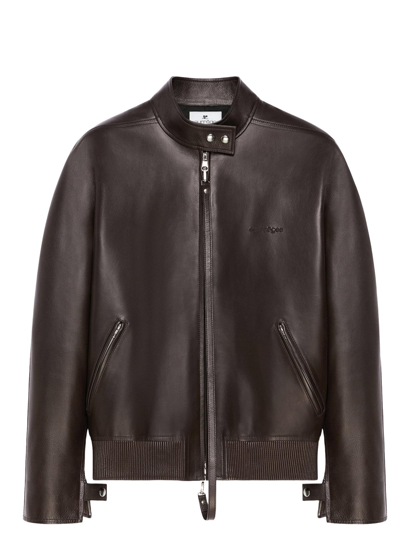 COURREGES Courreges Zip-Up Leather Bomber Jacket